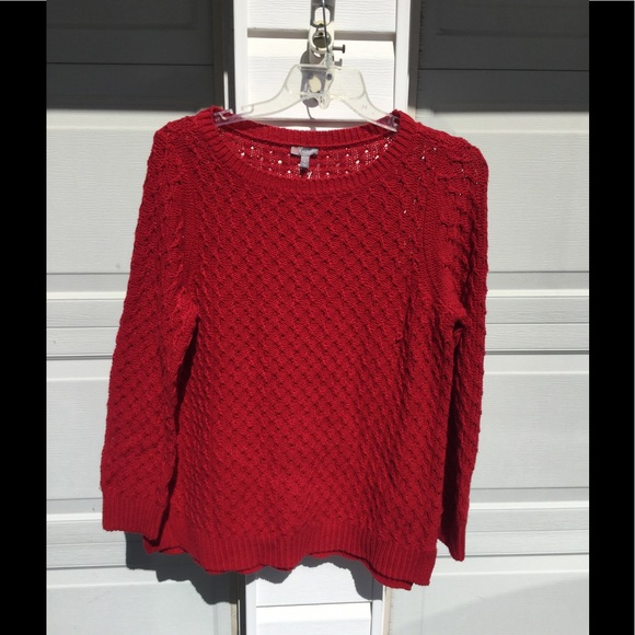 Talbots | Sweaters | Nwt Talbots Red Cotton Cabled Sweater | Poshmark