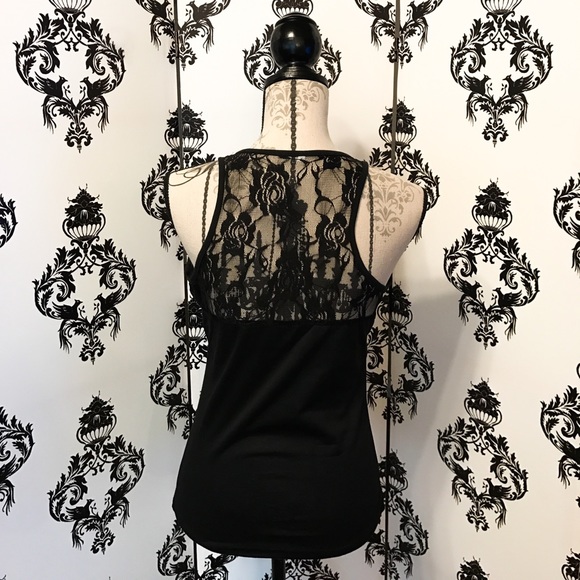 Tops | Nwt Black Skull Tank Wlace Back | Poshmark