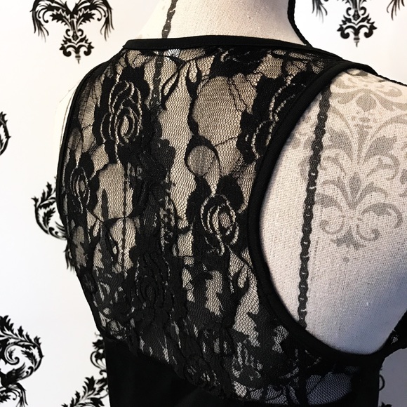 Tops | Nwt Black Skull Tank Wlace Back | Poshmark