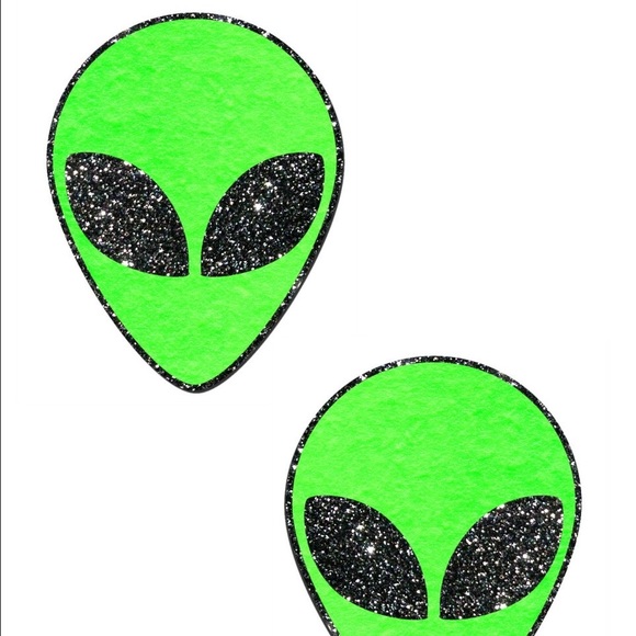 Rave Wonderland | Accessories | Green Alien Glitter Pasties Glow In The ...