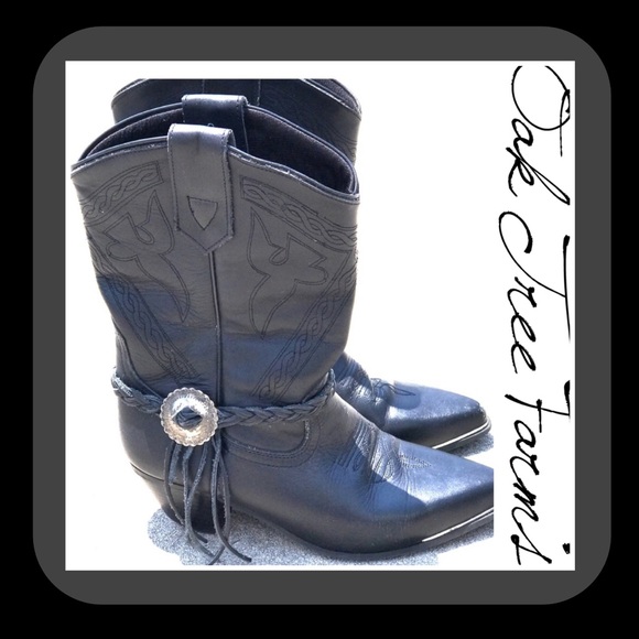 OAK TREE FARMS | Shoes | Oak Tree Farms Black Fringe Cowboy Boots ...