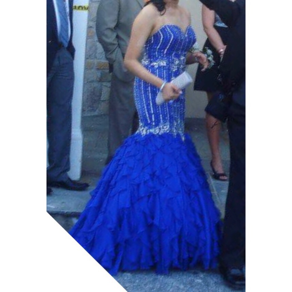 Royal Blue Beaded Prom Dress Gem
