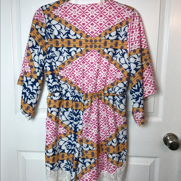 boutique | Pants & Jumpsuits | Multi Color Lace Detail Romper Cover Up ...