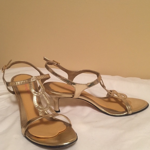 Shoes | Metallic Gold Strappy Heels | Poshmark