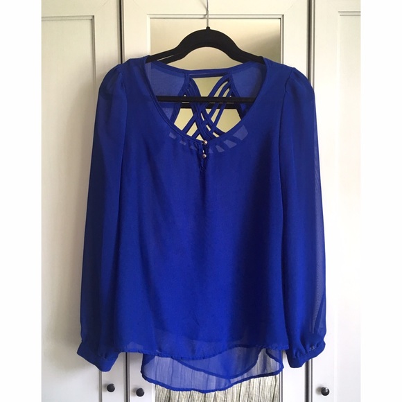 mine | Tops | Royal Blue Sheer Blouse | Poshmark