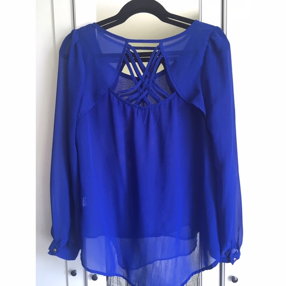 mine | Tops | Royal Blue Sheer Blouse | Poshmark