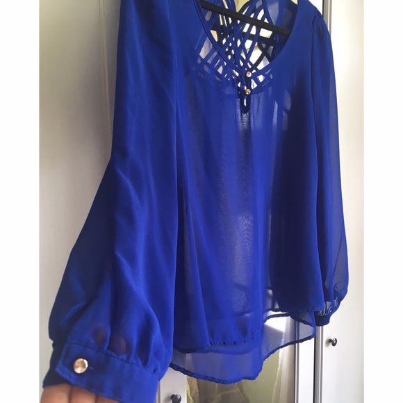 mine | Tops | Royal Blue Sheer Blouse | Poshmark