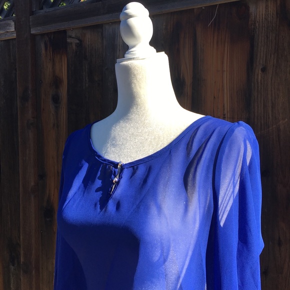 mine | Tops | Royal Blue Sheer Blouse | Poshmark