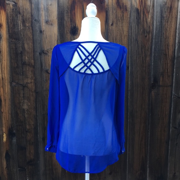 mine | Tops | Royal Blue Sheer Blouse | Poshmark