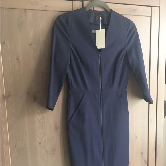 COS | Dresses | Nwt Cos Zipup Wool Dress In Dark Blue | Poshmark