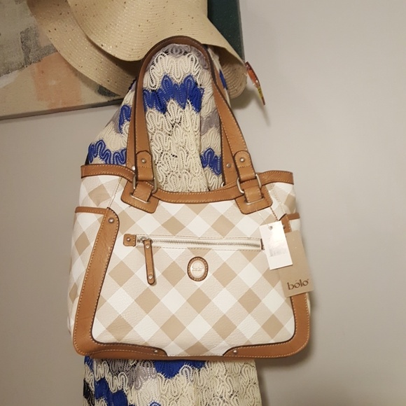 Bolo | Bags | Bolo Plaid Faux Leather Tote Handbag Cocoa | Poshmark