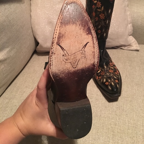 64% off Vaccari Shoes - Black Vaccari Boots with Flower Embroidery from ...