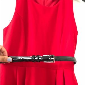 Dresses | Sleeveless Red Dress With Belt | Poshmark