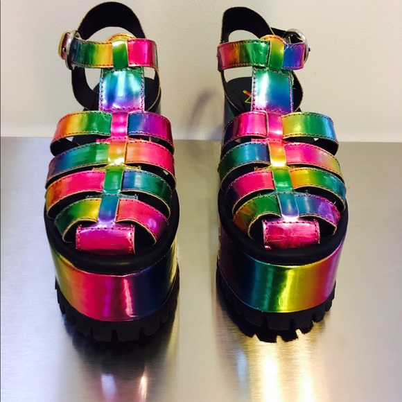 YRU | Shoes | Yru Chariot Holographic Rainbow Platforms | Poshmark