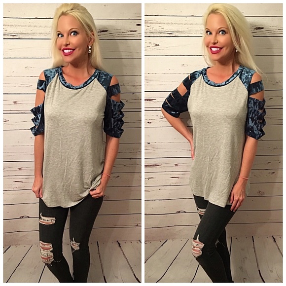 Tops | Last One Slashed Velvet Trim Baseball Tee | Poshmark