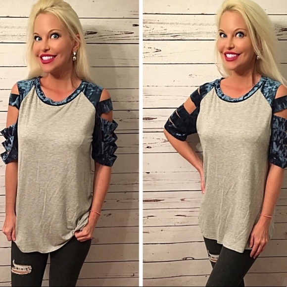 Tops | Last One Slashed Velvet Trim Baseball Tee | Poshmark