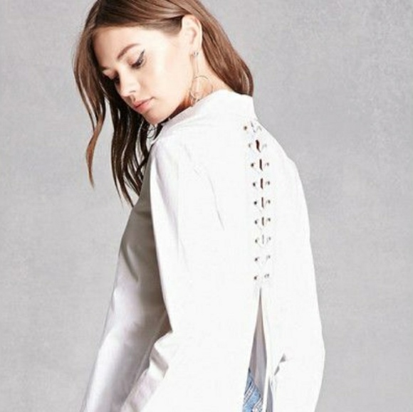 Tops | 4pack White Collared Lace Up Back Top | Poshmark