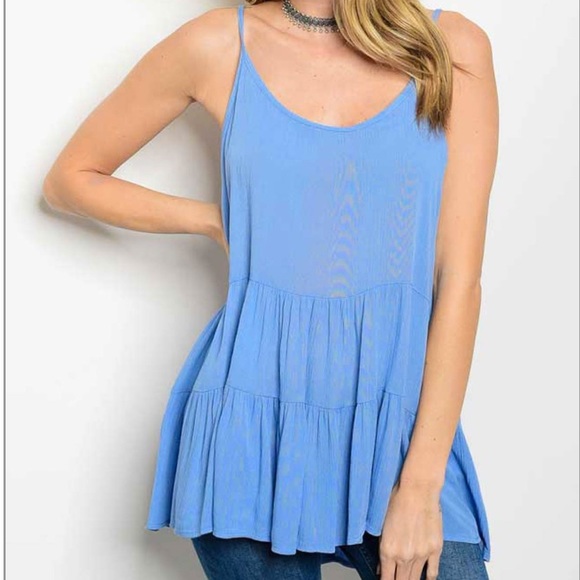Boutique | Tops | Baby Blue Spaghetti Strap Babydoll Top | Poshmark