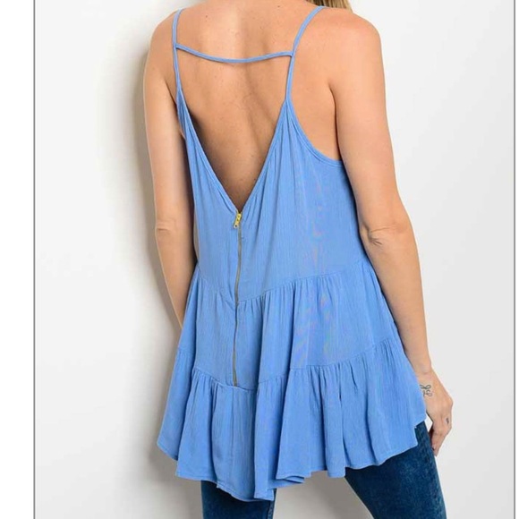 Boutique | Tops | Baby Blue Spaghetti Strap Babydoll Top | Poshmark