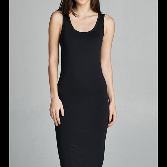 BLACKASHMERE | Dresses | Black Basic Midi Tank Dress | Poshmark