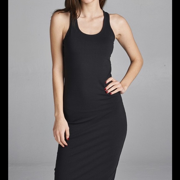 BLACKASHMERE | Dresses | Black Basic Midi Tank Dress | Poshmark