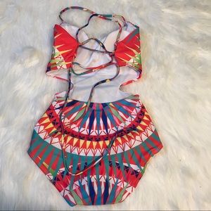 Swim | Adorable Geometric Lace Up Monokini Swimsuit | Poshmark
