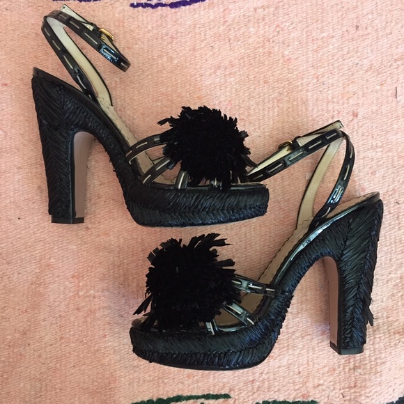 Prada | Shoes | Hp Prada Raffia Bow Platform Sandals | Poshmark