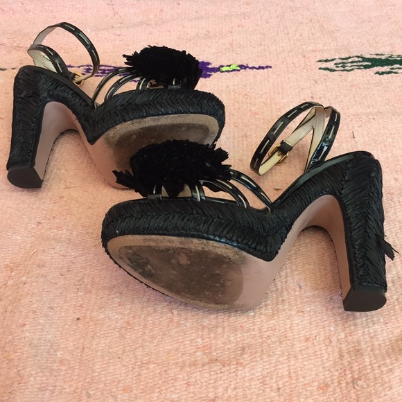 Prada | Shoes | Hp Prada Raffia Bow Platform Sandals | Poshmark