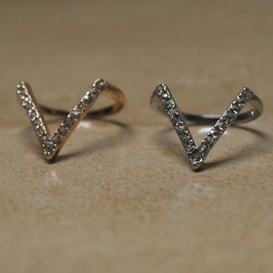 Jewelry | Rose Gold Or Silver Midi Knuckle Chevron Pave Ring | Poshmark
