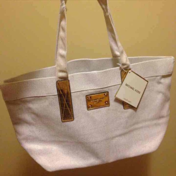 Michael Kors | Bags | Micharl Kors Whitegold Tote | Poshmark