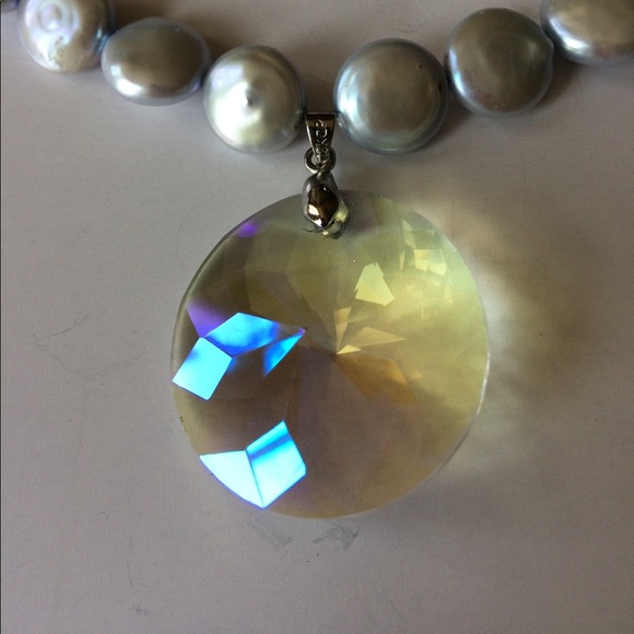 47% off Jewelry - Beaded necklace with crystal glass medallion from ...