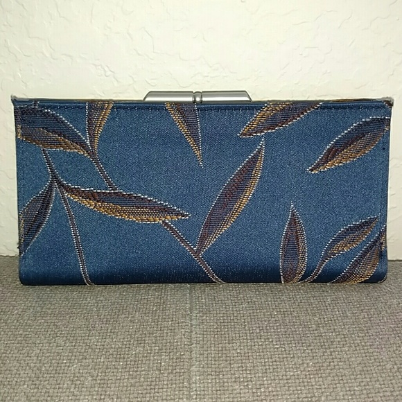 Rolf | Bags | Rolf Check Book Clutch Embroidery Navy Wallet | Poshmark