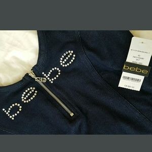 bebe | Dresses | New Bebe Zipper Deming Mini Dress Sexy Dress And ...