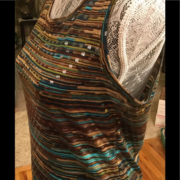 Toni Morgan | Tops | Multi Clored Top With Clear Sequins | Poshmark