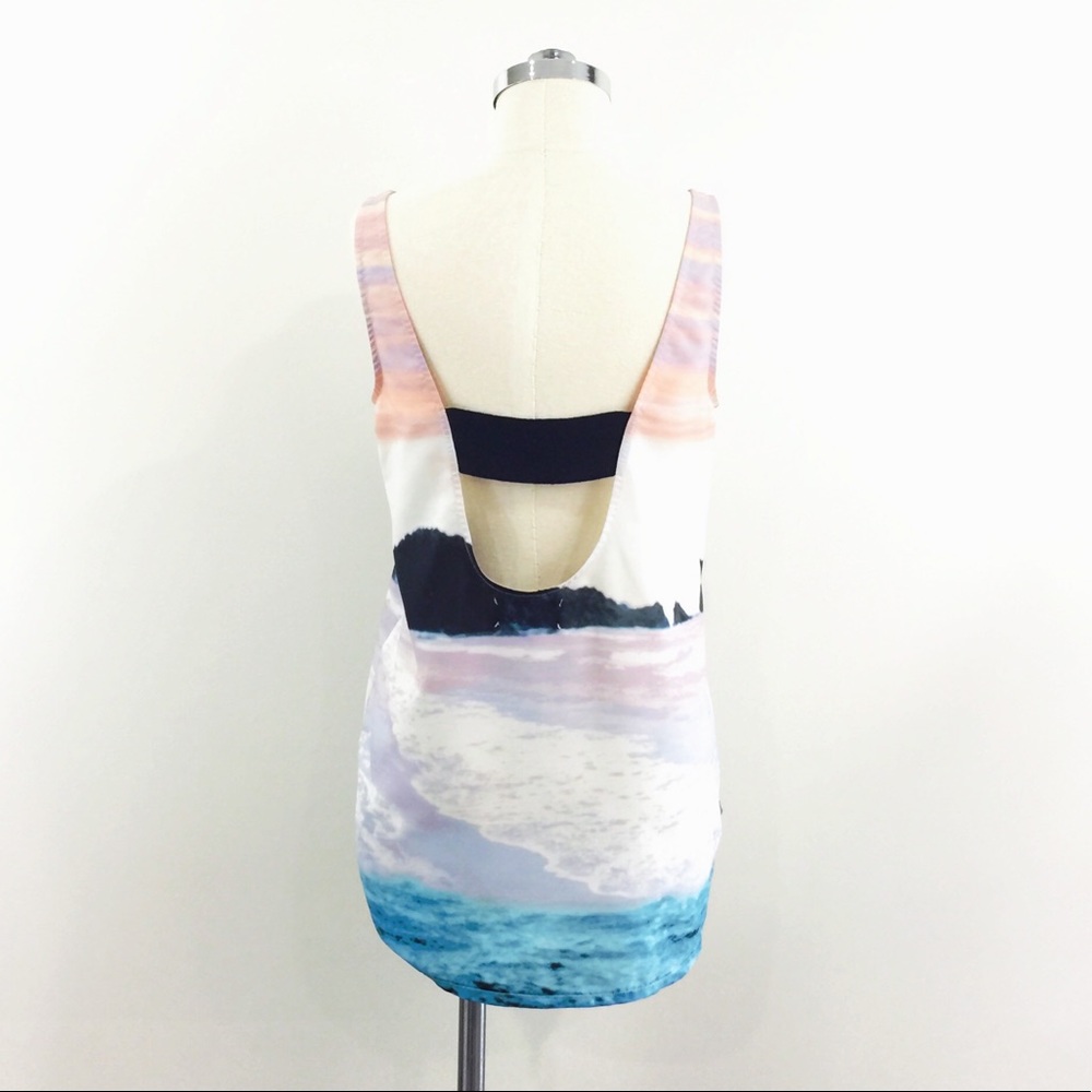 [ Pjk ] Cesaw Ocean Watercolor Print Tank - Gem