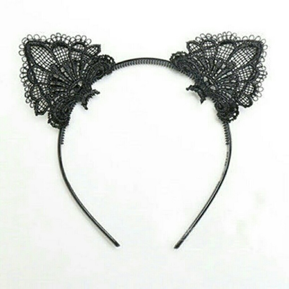Accessories | New Black Lace Kitty Cat Ears Headband Cute Purr | Poshmark