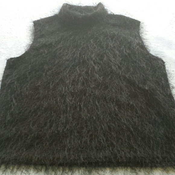 Tops | Black Sleeveless Fuzzy Top Sz Medlg | Poshmark