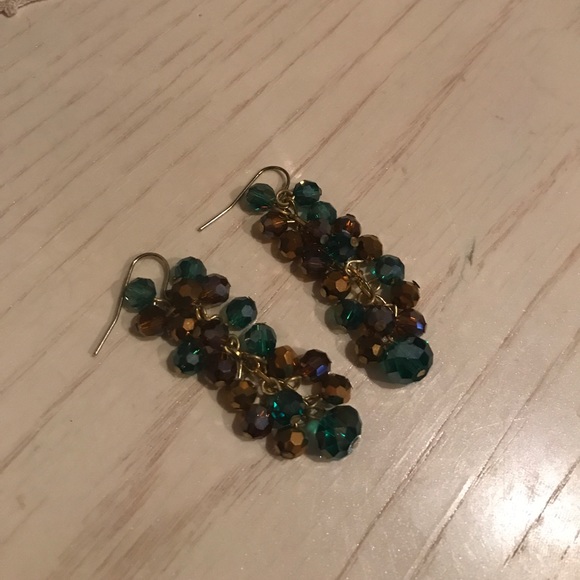 Jewelry | Crystal Green And Gold Earrings | Poshmark