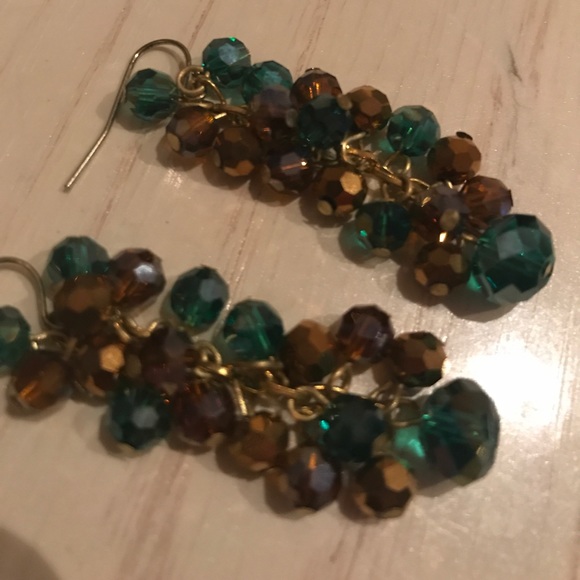 Jewelry | Crystal Green And Gold Earrings | Poshmark