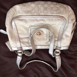 Coach | Bags | New Coach White And Silver Handbag Satchel | Poshmark