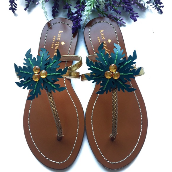 kate spade | Shoes | Kate Spade Solana Palm Tree Flat Thong Sandal ...