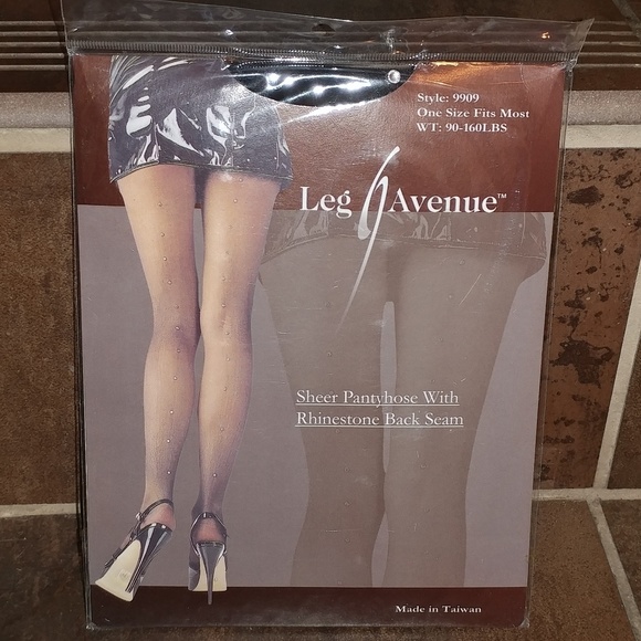Leg Avenue | Accessories | Sheer Pantyhose With Rhinestone Back Seam ...