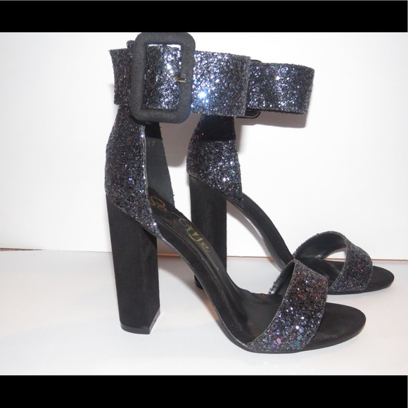 So Me | Shoes | Black Multi Color Glitter Block Heel | Poshmark