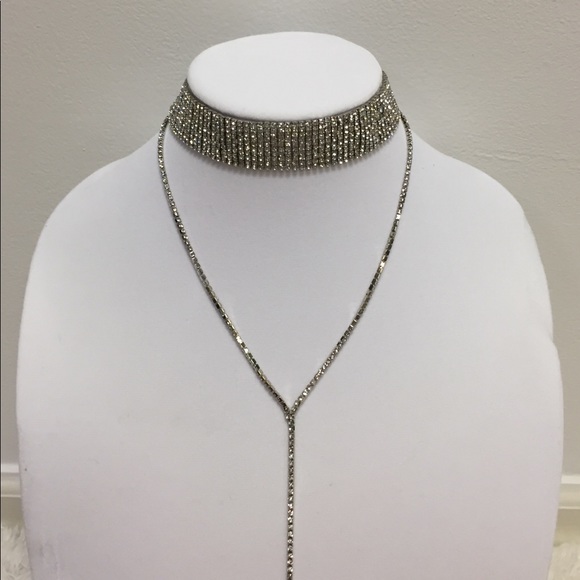 Showpo. | Jewelry | Diamond Long Drop Down Choker Necklace Silver Gold ...
