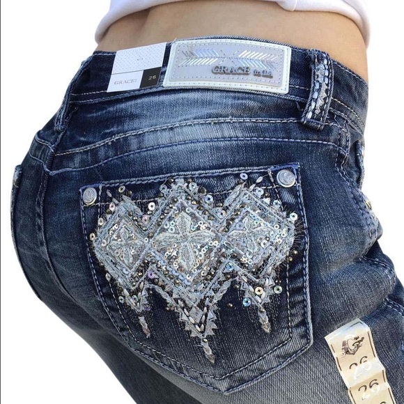 Grace in LA | Jeans | Nwt Grace In La Mid Embellished Easy Bootcut ...