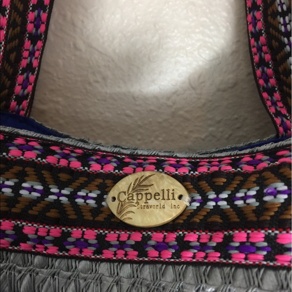 Cappelli Straworld | Bags | New Large Blue Striped Aztec Cappelli Tote ...