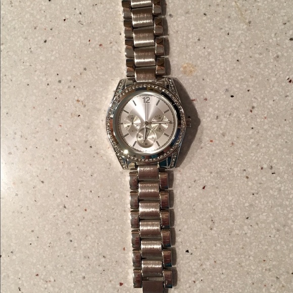 Merona | Accessories | Merona Silver And Cubic Zirconia Womens Watch ...