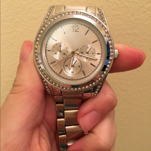 Merona | Accessories | Merona Silver And Cubic Zirconia Womens Watch ...