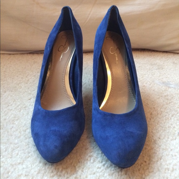 Jessica Simpson | Shoes | Jessica Simpson Blue Suede Platform Heels ...