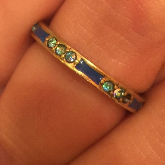 Vintage | Jewelry | Vintage Blue Enamel Crystal Stone Ring | Poshmark